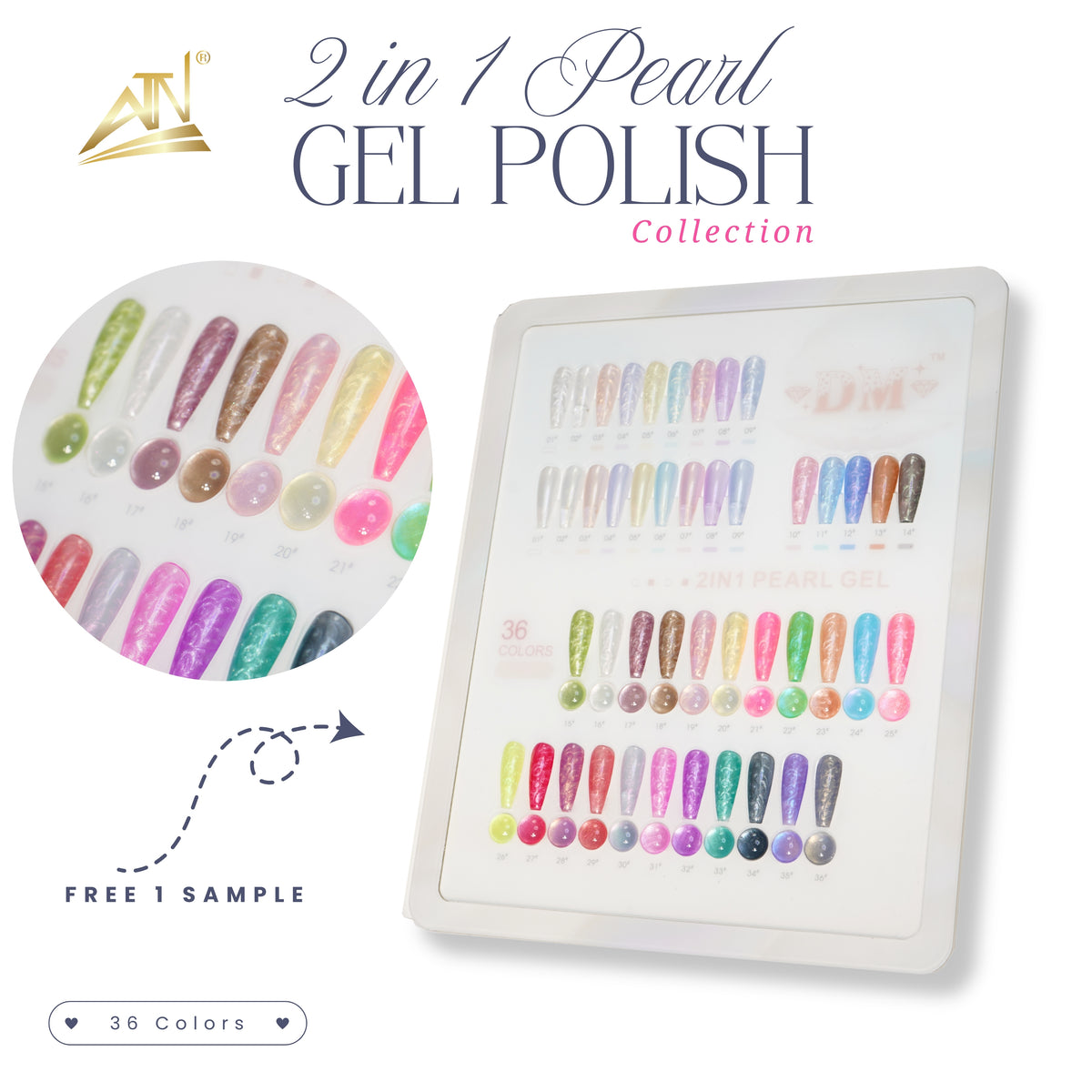 DM 2 in 1 Pearl Gel Polish Collection - 36 Colors — ATN Nail Supply