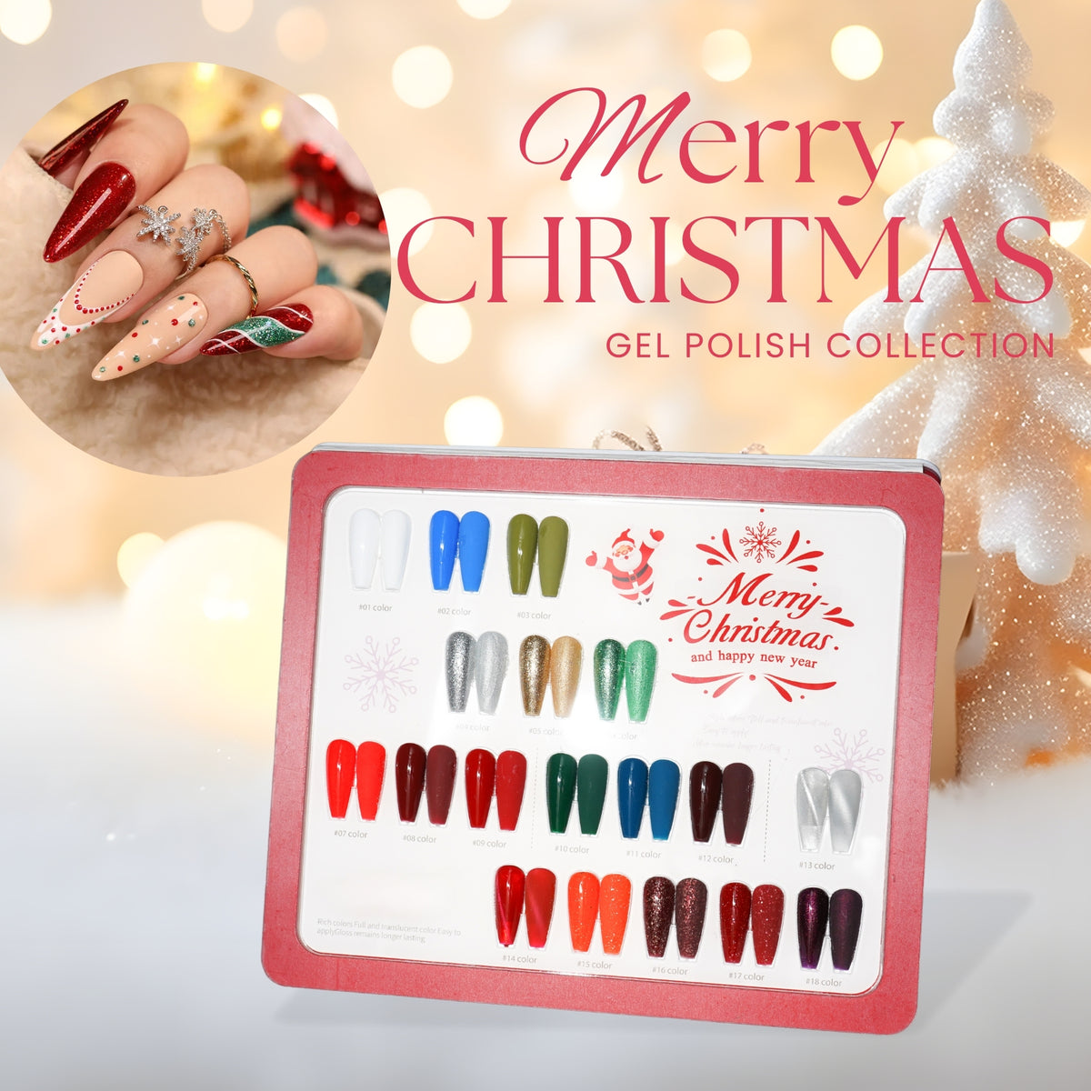 DM Merry Christmas Gel Polish Collection - 18 colors Free 5 pcs of nai ...