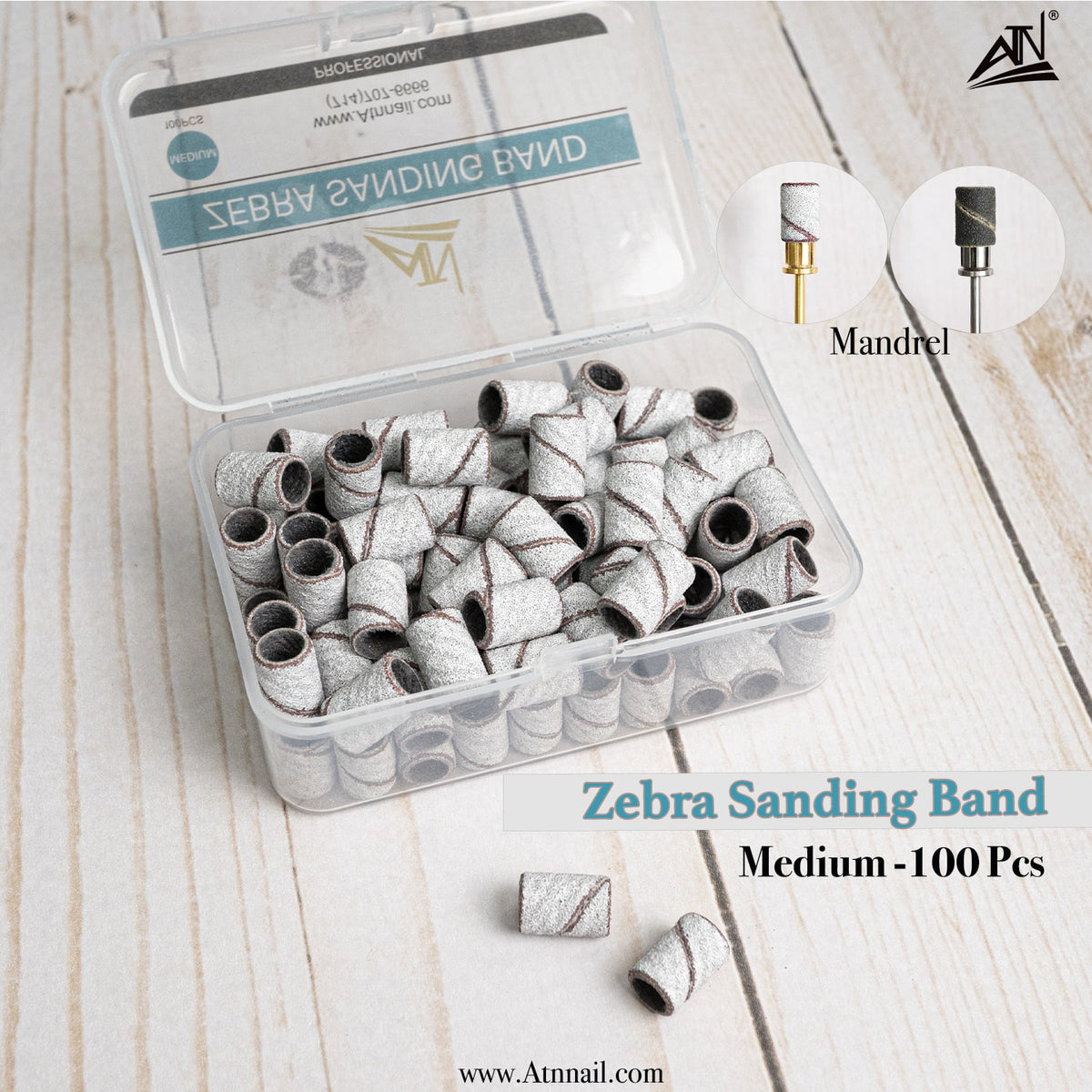 ZEBRA SANDING BAND - Medium | 100 Pcs — ATN Nail Supply