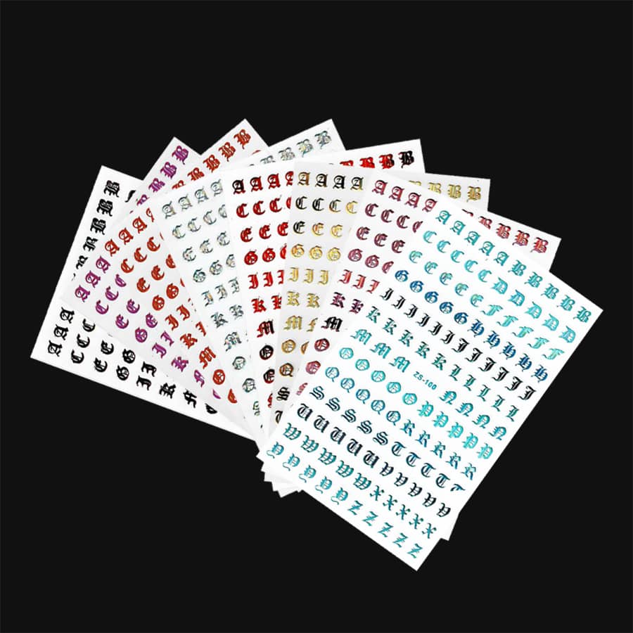 STICKER - OLD ENGLISH ALPHABET HOLOGRAPHIC | SET 8 PCS — ATN Nail Supply